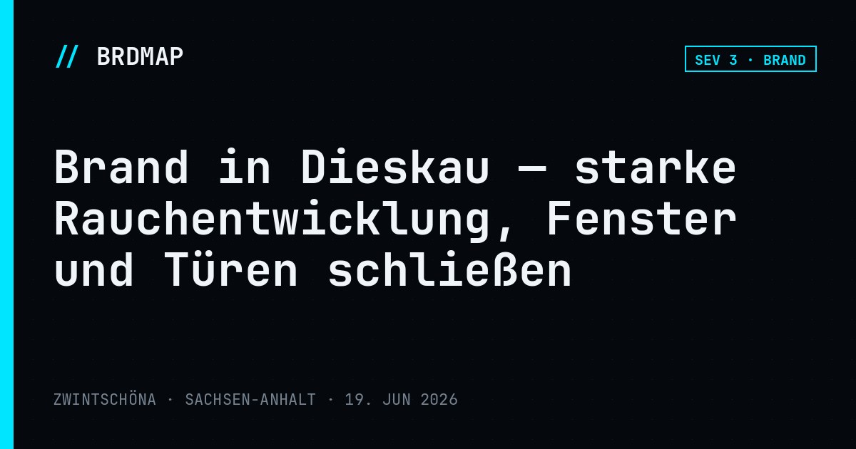 Brand in Dieskau — starke Rauchentwicklung, Fenster und Türen schließen ...
